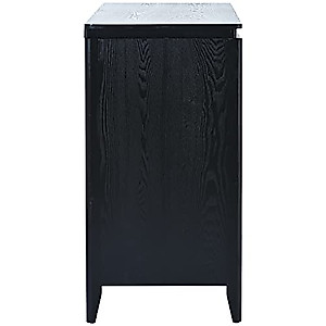 Modern Sideboard Buffet Storage Cabinet with 2 Drawers and 4 Shelves,Wooden Cabinet Console Table with 2 Decorative Doors for Hallway Entryway Living Room Bedroom (White+Black-003)