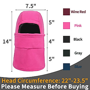 Achiou Winter Balaclava Fleece Hood Ski Mask for Women Kids, Thermal Face Cover Hat Cap Scarf for Cold Weather Rose