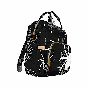 InterestPrint Lightweight Diaper Bag Backpack Convenient for Travel Spi-der Webs Black White