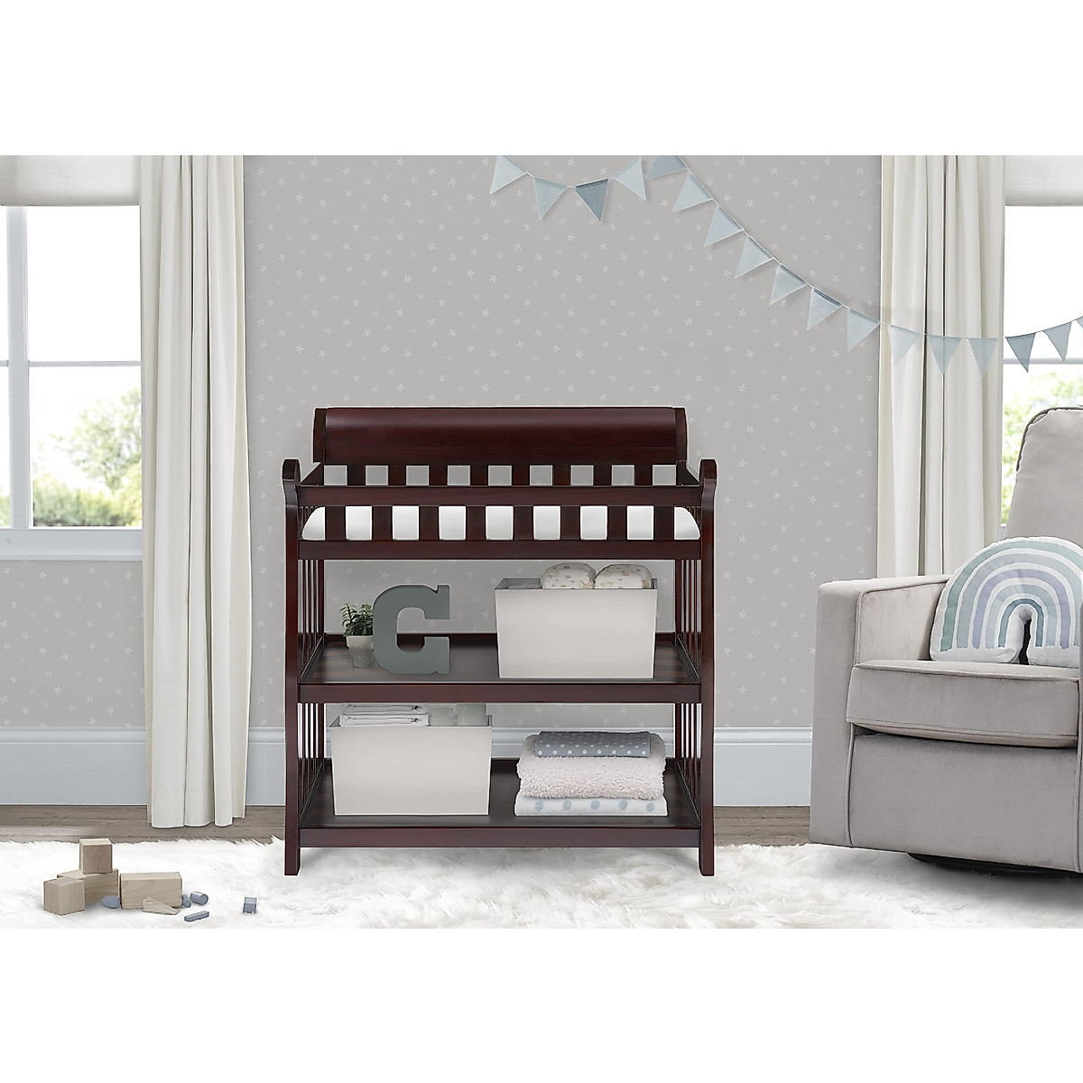 Delta Children Eclipse Changing Table with Changing Pad, Espresso Cherry