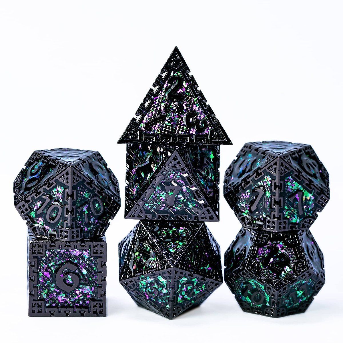 UDIXI Metal DND Dice Set, 7PCS Polyhedral D&D Dice Set Dragon d and d Dice for Dungeons and Dragons Role Playing Dice Game and Other Tabletop Game (Black 12)