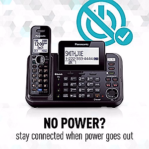 Panasonic 2-Line Cordless Phone System with 2 Handsets - Answering Machine, Link2Cell, 3-Way Conference, Call Block, Long Range DECT 6.0, Bluetooth - KX-TG9542B (Black)