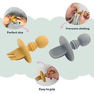 Baby Feeding Set with Reusable Wet Bag in Gift Box, Silicone Baby Led Weaning Supplies, Suction Baby Plate and Bowl Set, Food Grade Bib, Spoon, Fork, Sippy Cup, Bowl and Plate - 100% BPA Free!