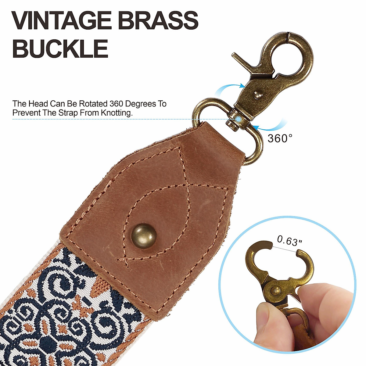 Nefelibata Purse Strap, 2"Cowhide Head Wide Shoulder Strap Adjustable Replacement,Retro Jacquard Embroidery Multi-pattern Crossbody Bag Straps for Handbag,Crossbody Bags(Blue flower embroidery)