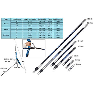 ZSHJGJR Archery Bow Stabilizer Balance Bar Rod System 3-30 Inch Carbon Fiber Stabilizer Damping Shock Absorber for Recurve Compound Bow (26inch, Grey)