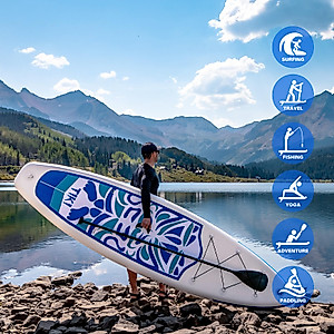 FunWater Inflatable 10'6×33"×6" Ultra-Light (17.6lbs) SUP for All Skill Levels Everything Included with Stand Up Paddle Board, Adj Floating Paddles, Pump, ISUP Travel Backpack, Leash,Waterproof Bag