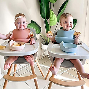 3-in-1 Convertible Wooden High Chair,Baby High Chair with Adjustable Legs & Dishwasher Safe Tray, Made of Sleek Hardwood & Premium Leatherette, Mid Grey