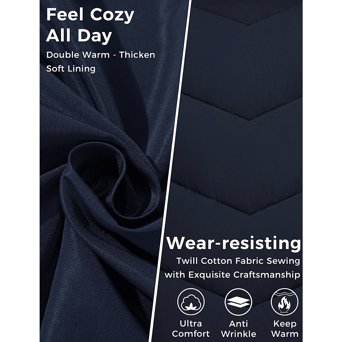 wantdo Women's Thickened Snow Coat Hooded Puffer Jacket Windbreaker Navy Medium