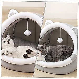 Ipetboom 1pc Cave Semi-Closed Semi Cozy and Cold Mat Toy Comfortable Warming Supplies Dogs Semi-Enclosed Nest Thickened Sleeping Winter Kitten Tent Removable House Cushion Kittens Cats Dog