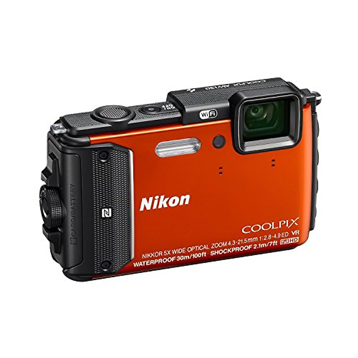 Nikon Coolpix AW130 16MP Waterproof Shockproof Digital Camera (Orange) (Renewed)