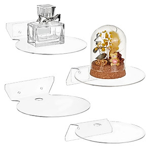 AHANDMAKER 4Pcs Acrylic Floating Shelves, 5" Clear Small Acrylic Wall Shelves, Mini Collectibles Organizers, with Adhesive and Screw, Universal Shelves for Security Cameras, Speakers, Makeup, Figures