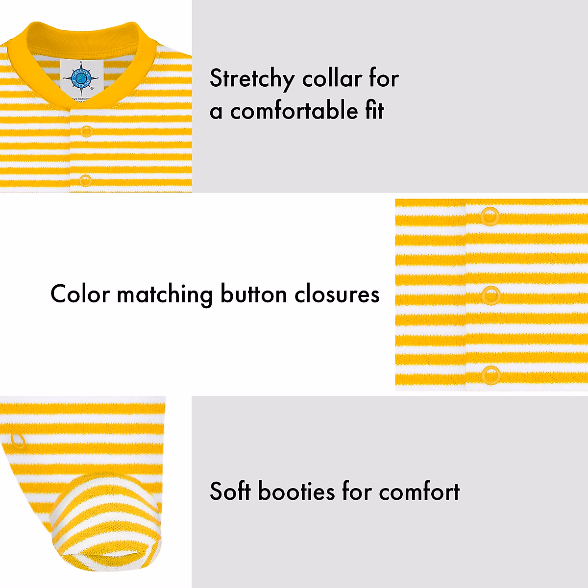 Creative Knitwear College Baby Striped Footed Romper - Michigan Wolverines Logo - Gold/White - 6-9 Months