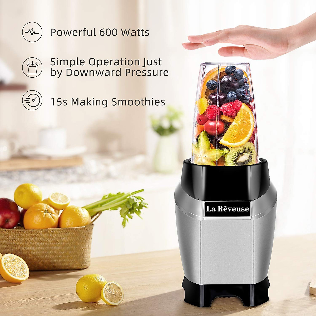 La Reveuse Personal Smoothie Blender 600 Watts with 20 oz BPA-Free Travel Bottle-Dishwasher Safe (1 bottle)