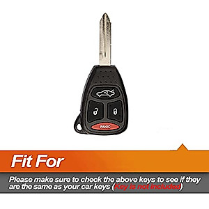 EYANBIS Silicone Key Fob Cover Fit for Chrysler 200 300 PT Cruiser Dodge Charger Magnum Durango Jeep Grand Cherokee Commander Liberty | Car Accessories | Remote Key Protection Case - Black & Blue