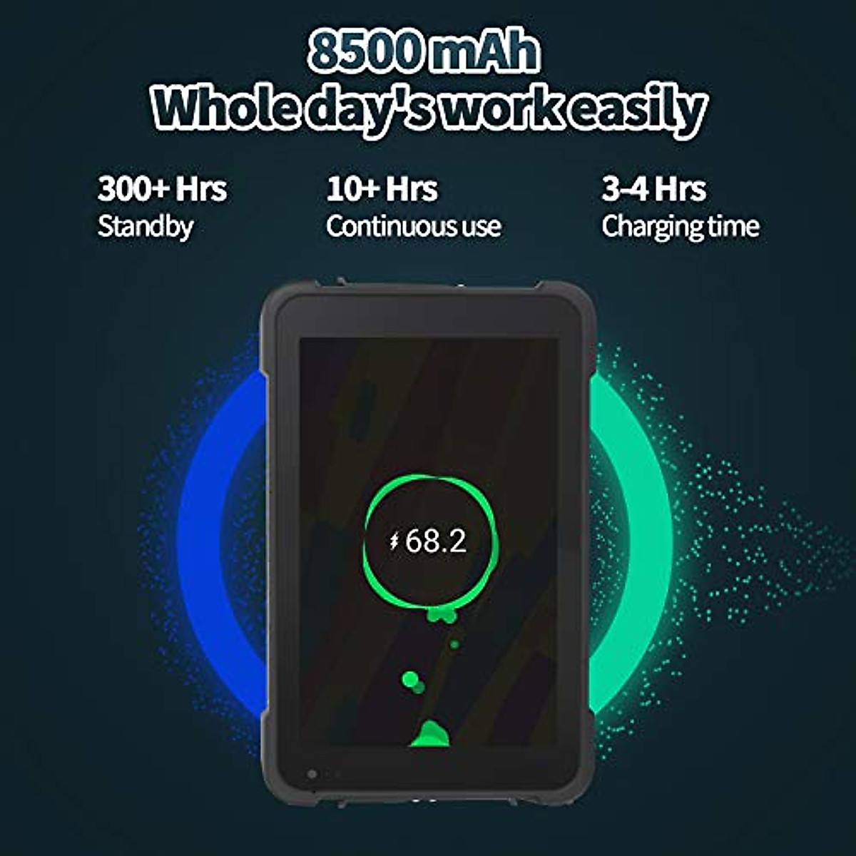 MUNBYN Rugged Android Tablet Scanner IRT01, 8-inch Tablet Android 10 Zebra SE2707 Scanner 700 nits Outdoors Heavy Duty Tablet IP67 MIL-STD-810G Sunshine Readable, Inventory Mobile Handheld Computer