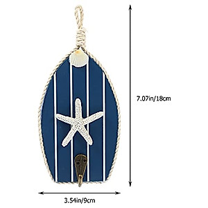 STOBOK Wall Hanging Decor Nautical Wall Hook Hanger Wood Boat Shape Storage Hook Decorative Hand Towel Rack Heavy Duty Key Holder for Coastal Bathroom Bedroom Kitchen Blue Hanger Hooks