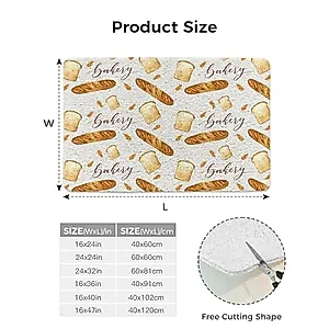 Briskdecor Dessert Baking Tile Bread Baguette PVC Loofah Shower Mat 40x16 inch, Non Slip Comfortable Bathtub Mat Quick Drying Bath Mat with Drain for Tub, Shower, Bathroom
