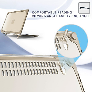 Mektron for MacBook Air 13 inch Case 2022 2021 2020 2019 2018 Release M1 A2337 A1932 A2179 [Heavy Duty Series] Hard Plastic & TPU Shell Protective Cover Matte Kickstand Case (Khaki)