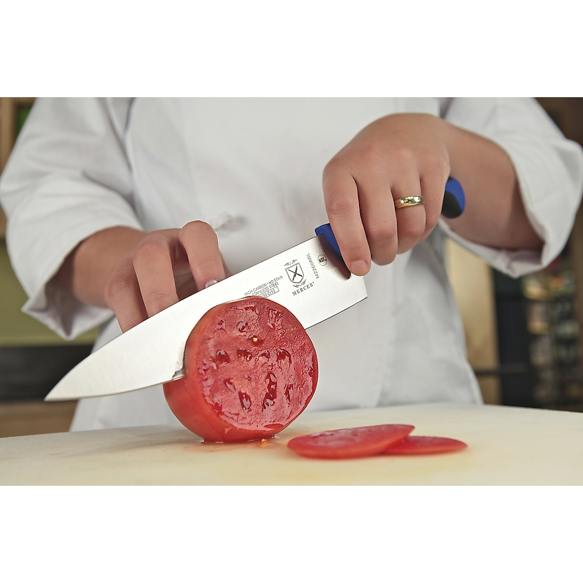Mercer Culinary Millennia Colors Chef's Knife, 8 Inch, Blue