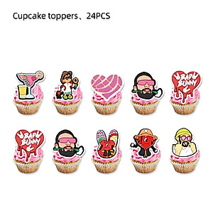 25PCS bunny rapper heart raBirthday Party Supplies,The bunny rapper heart Birthday Party Cupcake Toppers for Kids Gift Birthday Party Favors