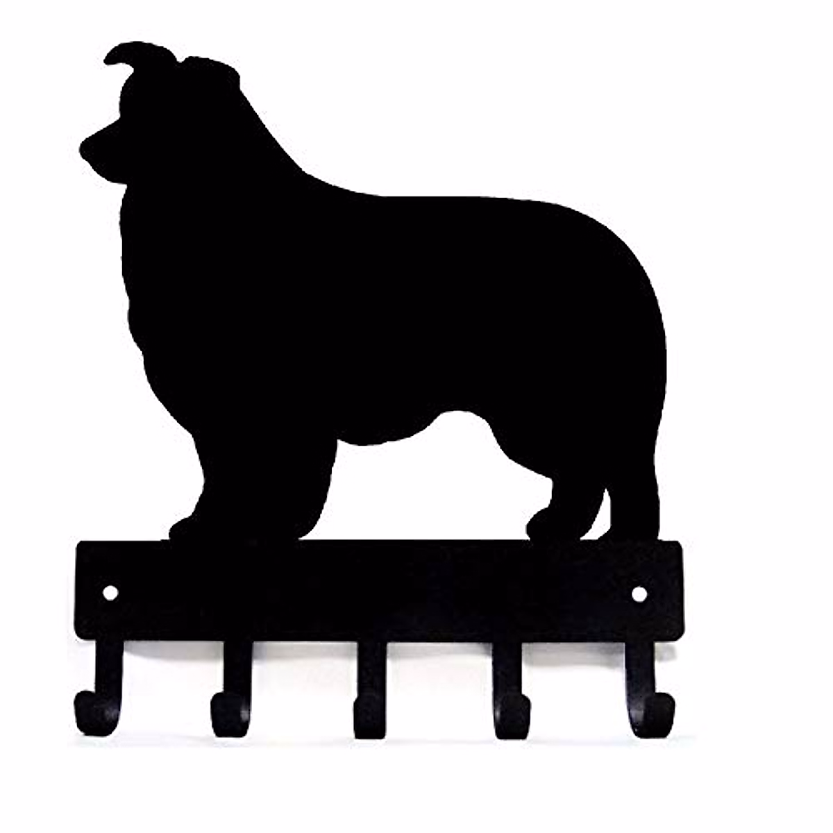 The Metal Peddler Border Collie Dog - Key Holder & Leash Hanger for Wall - Large 9 inch Wide - Made in USA; Gift for Dog Lovers