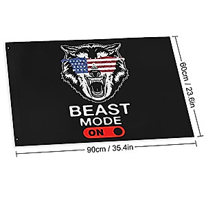Beast Mode on US Wolf Flags Decorative Funny Banners for Outside House Dorm Room Parties
