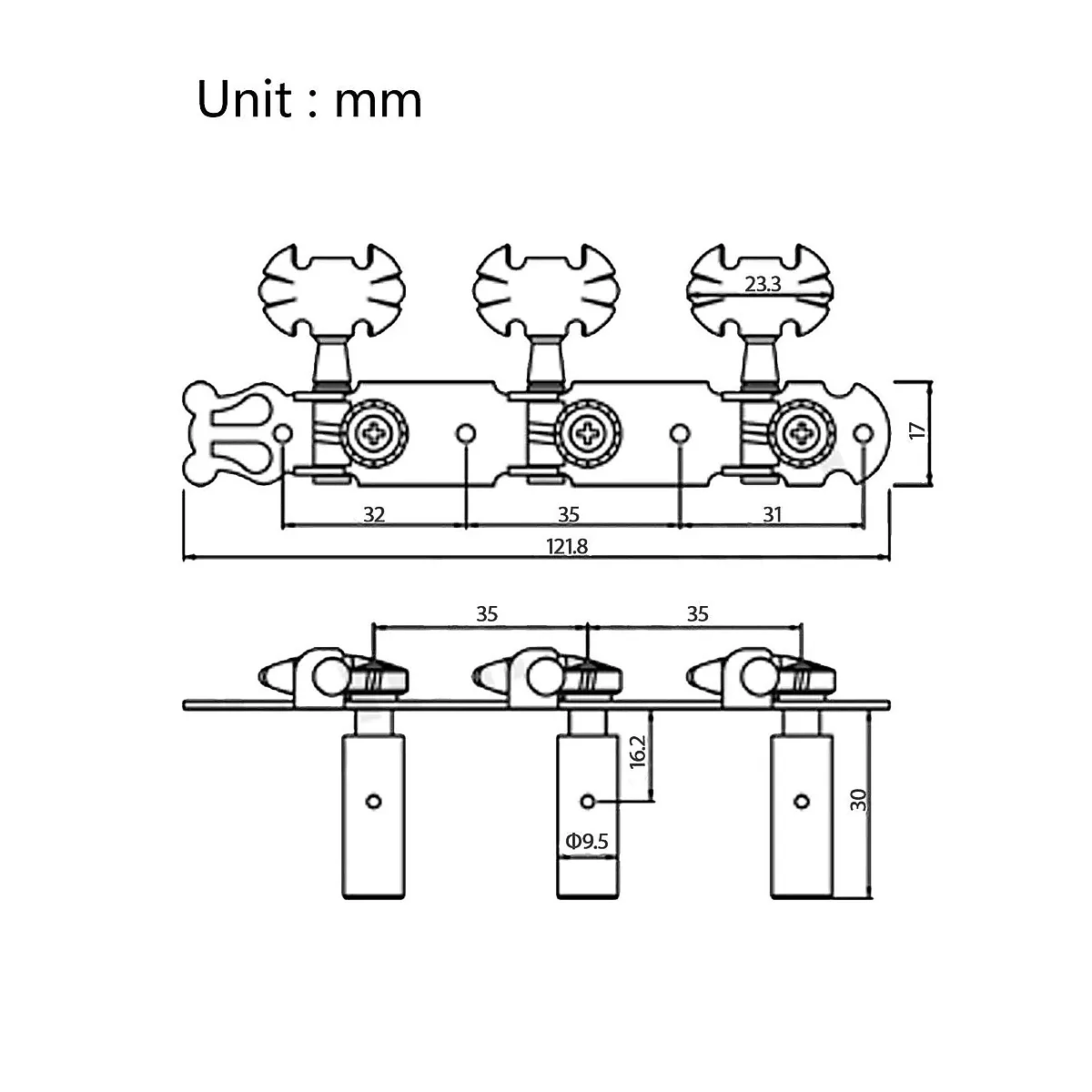 Ubrand A Plate Classical Guitar String Machine Heads Tuning Pegs Keys Tuners Set (2101-GDN02)