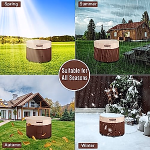 ELEXTYLE Waterproof Round Fire Pit Cover 36 Inch Heavy Duty Patio Fire Table Cover 600D Oxford Fabric Outdoor Fire Bowl Cover Durable Covers for Outdoor Fire Pits,36”D X 24”H