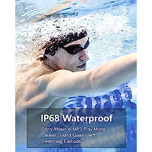 Dnniakm Bone Conduction Headphones Swimming, Underwater Headphones for Swimming, Built-in 32G Memory IPX8 Waterproof, Wireless Bluetooth 5.3 Open Ear Headphones for Running, Cycling, Swimming