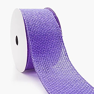 Estivaux Happy Easter Wired Edge Ribbons 2.5 Inch ×10 Yards, Purple Burlap Ribbon Bows Spring Holiday Ribbon Mesh Net Craft Ribbons for Gift Wrapping Spring Easter Party Decorations