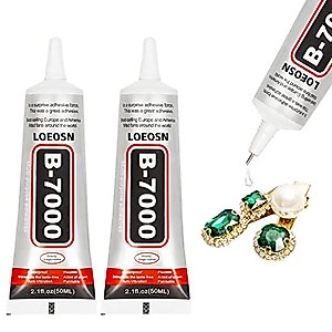 B-7000 Super Adhesive Glue, Industrial Strength B7000 Glues Paste for Rhinestones Crafts, Clothes Shoes, Fabric, Jewelry Making, Cell Phones, Tablet, Wood, Rubber, Leather Textile (2x50 ml/2.1 oz)
