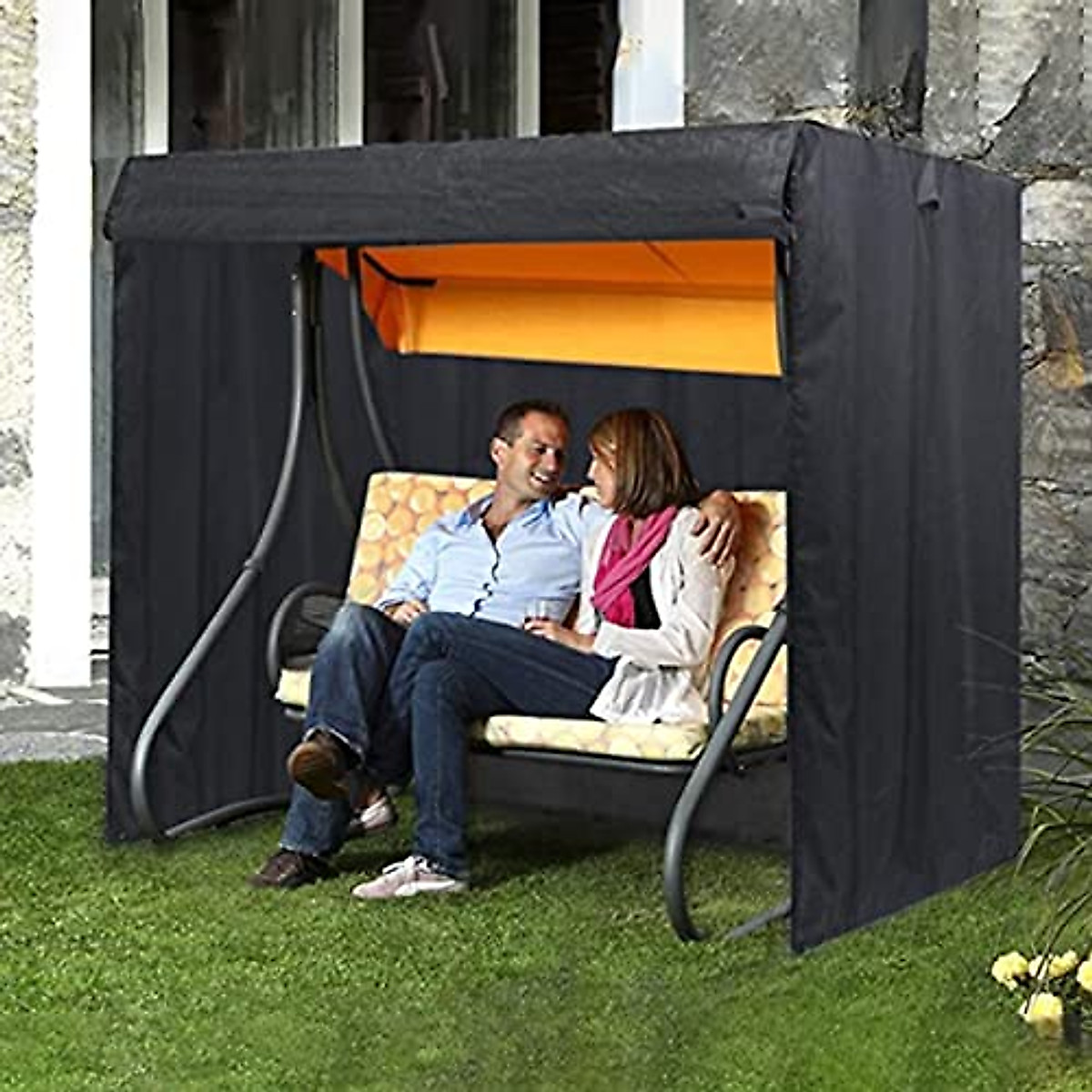5 Sizes Garden Waterproof Swing Cover Large Dustproof Outdoor Swing Covers Glider 210d Oxford Durable Resistant Patio Protector Sun Shade Chair Cover (Black),66.9 x 24 x 46in