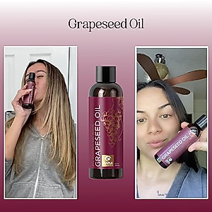 Pure Grapeseed Oil for Skin Care - Cold Pressed Grape Seed Oil Liquid for Skin with Moisturizing Carrier Oil for Essential Oils Mixing - Natural Vitamin E Anti Aging Body Oil for Dry Skin and Hair