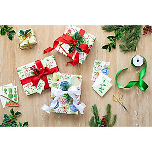 Caspari Porcelain Christmas Ornaments Gift Wrapping Paper - 30 in. x 8 ft. Roll