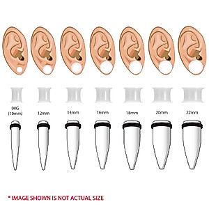 BodyJ4You 24PC Ear Stretching Kit - 00G-20mm Big Gauges - Clear Acrylic Heavy Tapers Double Flare Silicone Tunnels - Stretchers Weights Expanders Eyelets