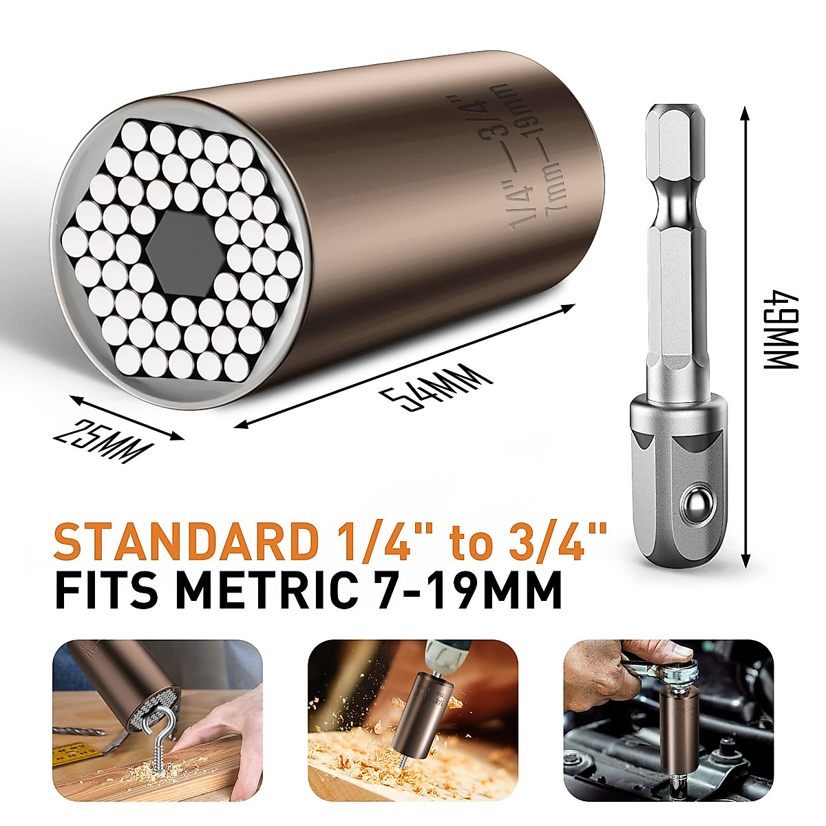 BIIB Universal Socket Tools Cool Gadgets for Men, Gifts for Men Super Socket, Birthday Gifts for Men Fathers Gifts, Unique Gifts for Men Who Have Everything, Women, Boyfriend, Husband, Dad, Grandpa