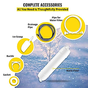 VEVOR 110V Commercial Snowflake Ice Maker 132LBS/24H, ETL Approved Food Grade Stainless Steel Flake Ice Machine Freestanding Flake Ice Maker for Seafood Restaurant, Water Filter and Spoon Included