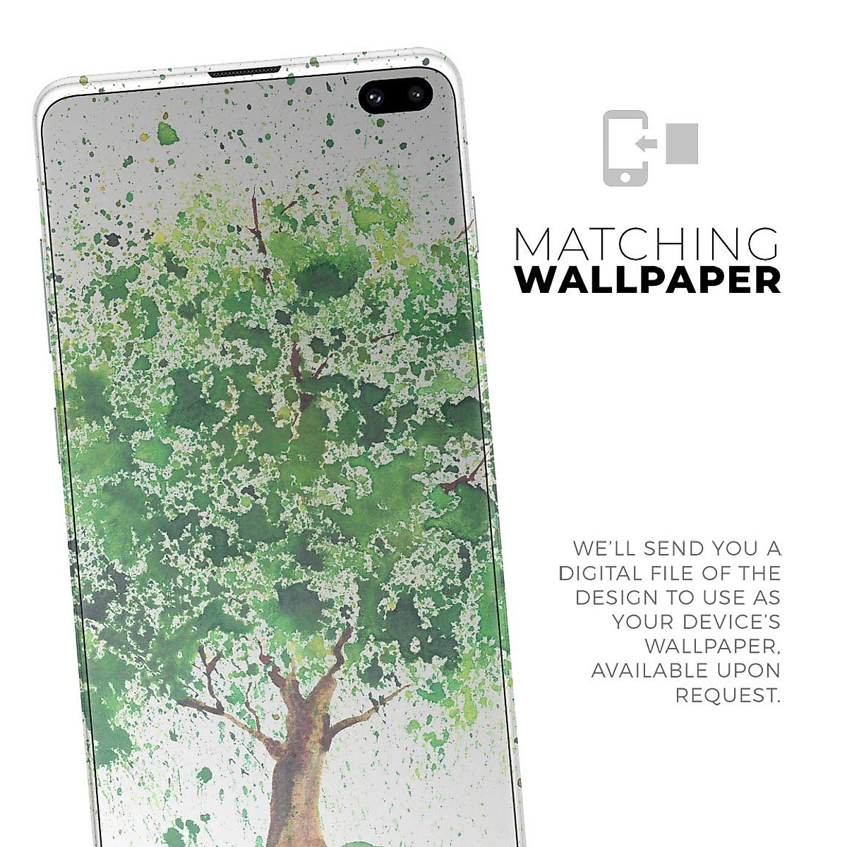 DesignSkinz Splattered Watercolor Tree of Life Protective Vinyl Decal Wrap Skin Cover Compatible with The Samsung Galaxy S20 (Screen Trim & Back Glass Skin)