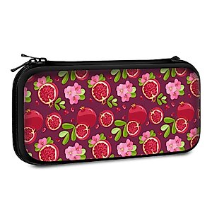 Carrying Case Compatible with Switch 2017 / Switch OLED 2021 Console Joy-Con with 10 Game Card Slots , Flowers and halves of pomegranate