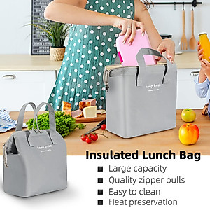 VIOCIWUO Insulated Lunch Bag Reusable Lunch Bag Big Portable Cooler Tote Bag for Men Women Work Picnic Lunch Box Bag (Grey)