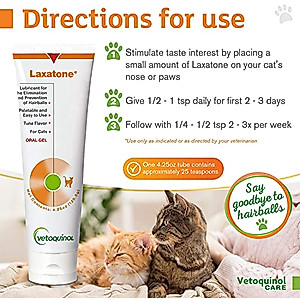 Tomlyn Laxatone Natural Chicken Flavored Hairball Remedy for Cats, Hairball Gel for Cats Made with Natural Ingredients to Help Prevent Hairballs and Promote Healthy Digestion, 4.25 oz.
