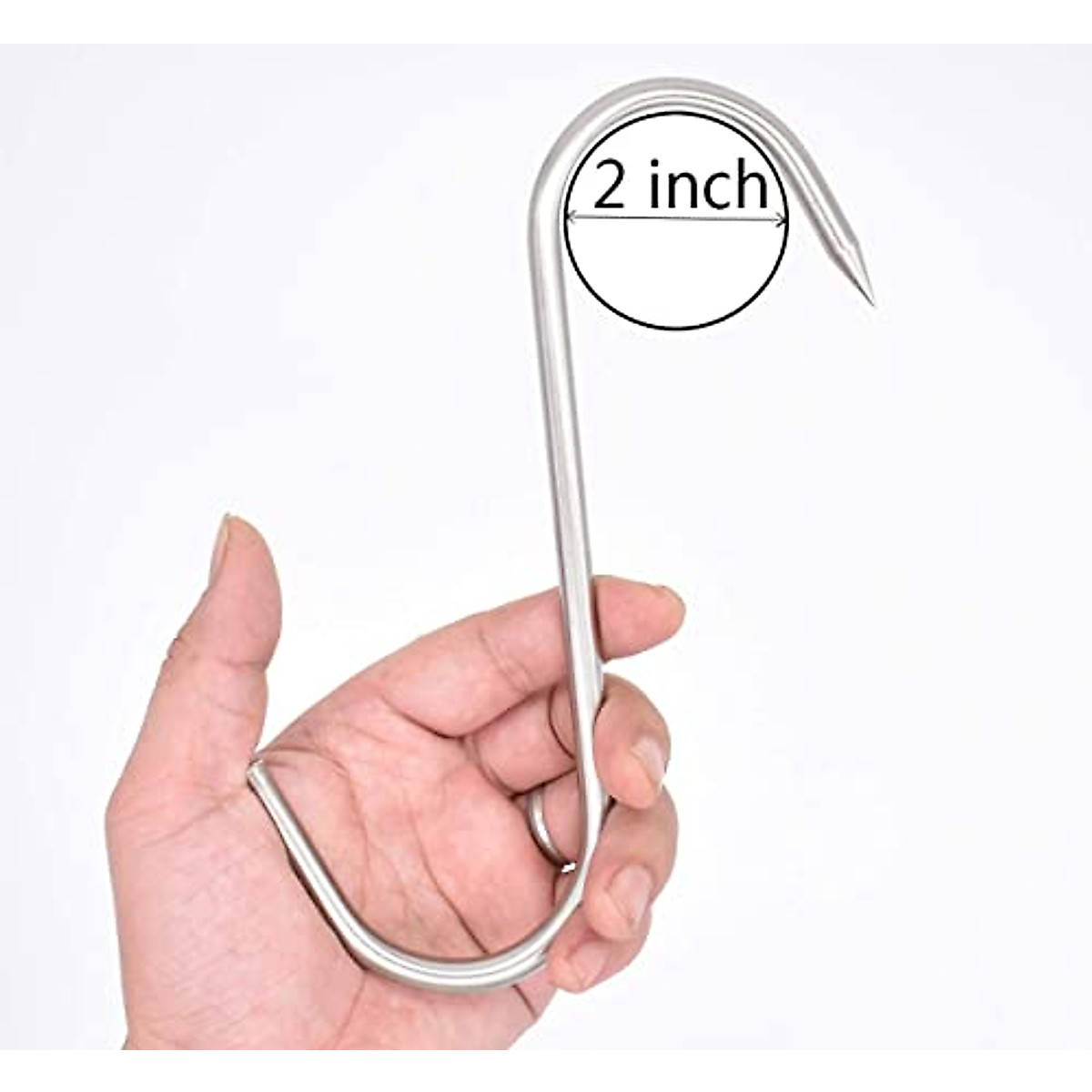 HONSHEN 8 Inch Meat Hook,8mm Heavy Duty S-Hooks Stainless Steel Meat Processing Butcher Hook (Meat Hooks 8inch8mm4p)