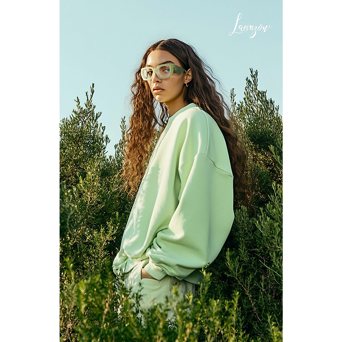 Laemzinv Oversized Square Blue Light Glasses for Women, Large Thick Frame Reading Blocker, Big Reader for Computer Eyewear and Gaming Glasses LA022 (A2 | GREEN)