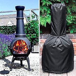Chiminea Cover Outdoor Patio Heater Cover UV Waterproof Weatherproof Heater Cover Garden Chimney Fire Pit Fountain Protector Black 122cm/48inch