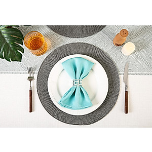BAOFIN Round Braided Placemats Set of 6, Table Mats for Indoor and Outdoor Dining Table, Washable Woven Non-Slip Placemats, 15 inches (Gray)