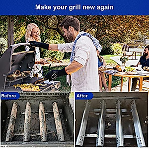 Aibabcue Grill Replacement Parts Kit for Charbroil 4 Burner G470-0004-W1A, G470-5200-W1, 463342119, 463376017, 463335517, 463332718, Stainless Heat Shield Tent, Grill Burner, Carryover Tube, Igniter