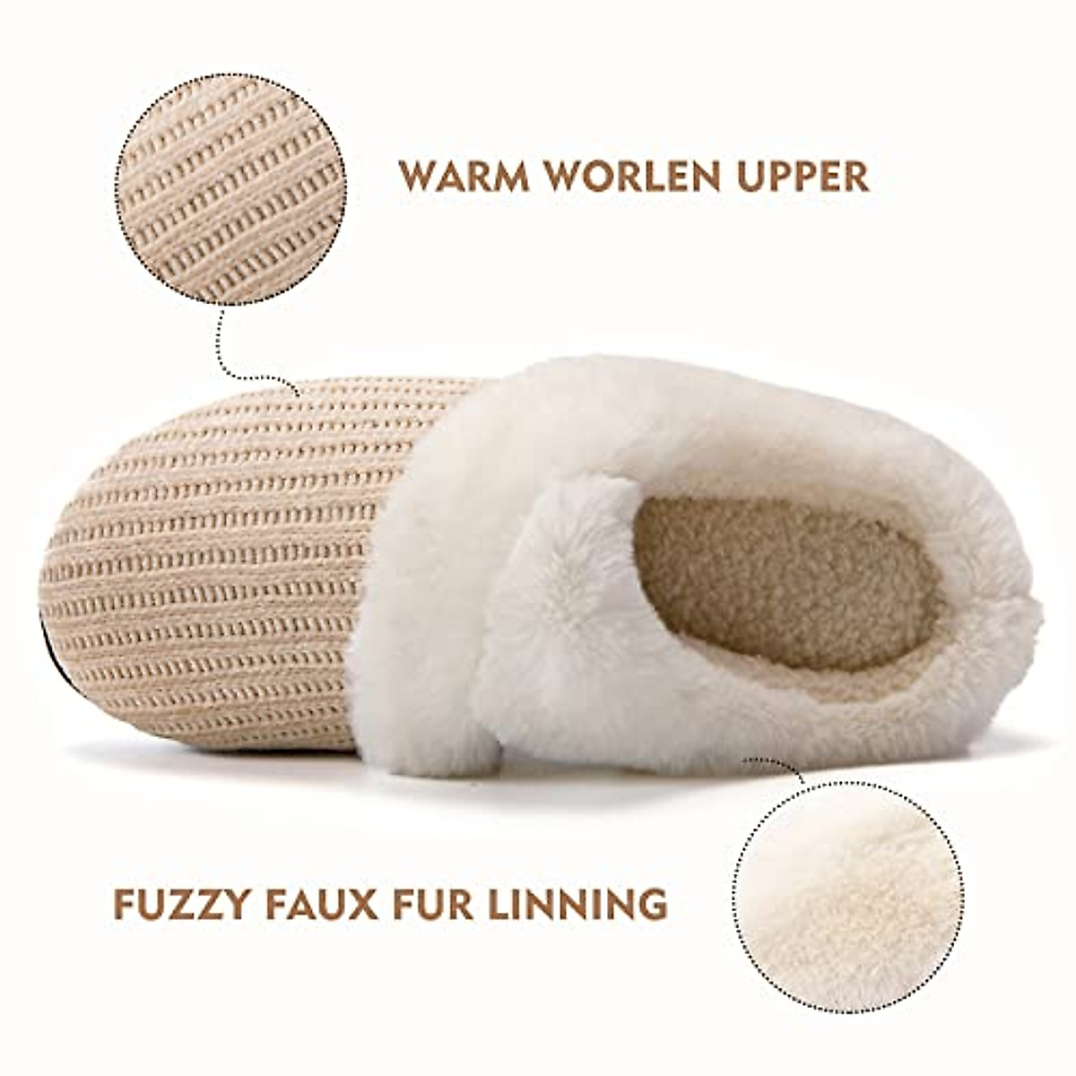 Tonchberry Slippers For Women Furry Fuzzy Warm Plush Bedroom House Slippers With Faux Fur Fleece Lining With Memory Foam Indoor Outdoor