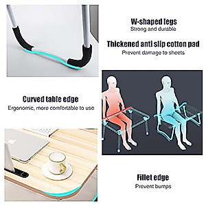 Laptop Stand for Bed with USB,Foldable Desk Bed Tray with USB Charge Port/Fan/LED Light Cup Holder/Storage Drawer, Bed Table Tray for Working, Watching Movie on Bed/Couch/Sofa/Floor by QPEY