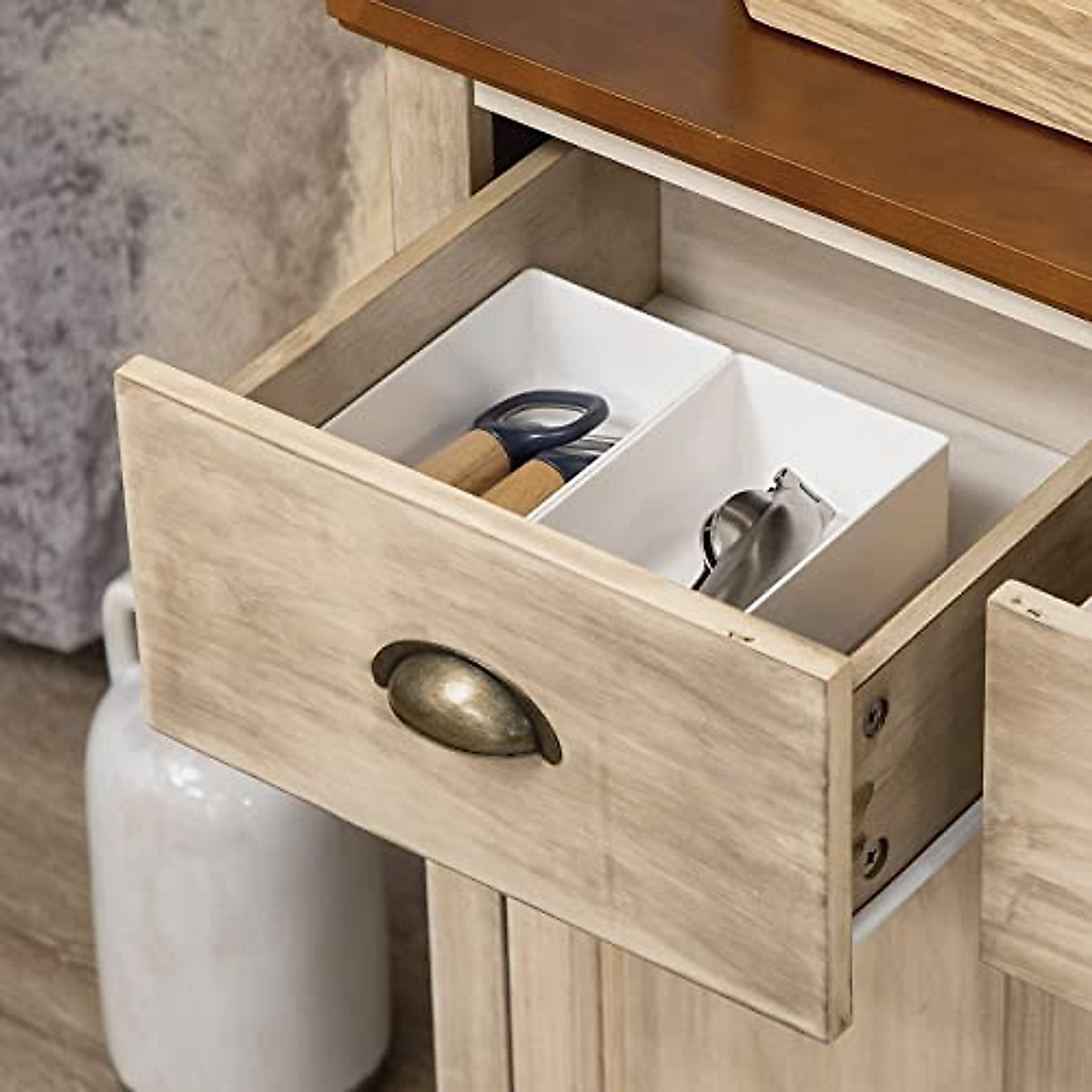 HOMCOM Sideboard Buffet Cabinet with Storage Drawers, Adjustable Shelves, Kitchen Cabinet, Coffee Bar Cabinet, Distressed Natural