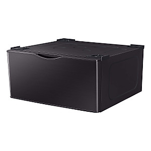 SAMSUNG 27-Inch Washer Dryer Pedestal Stand w/ Pull Out Laundry Storage Drawer, Stainless Steel, WE402NV/A3, Brushed Black